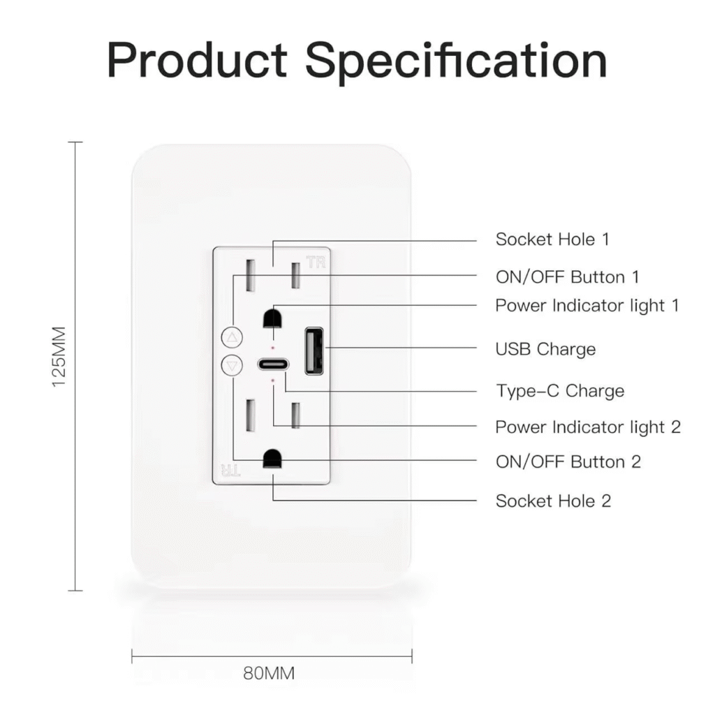Matter Over Thread Certified Wall Outlet With USB A and C MS0QPUS ...