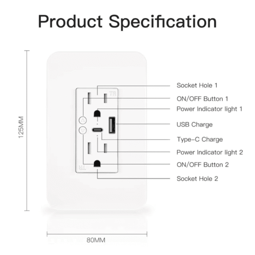 Matter Over Thread Certified Wall Outlet With USB A and C MS0QPUS ...